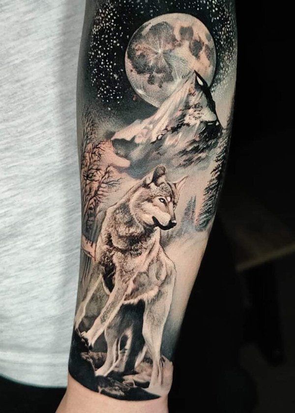 Wolf Tattoo Sleeve Ideas for Men - Riccda